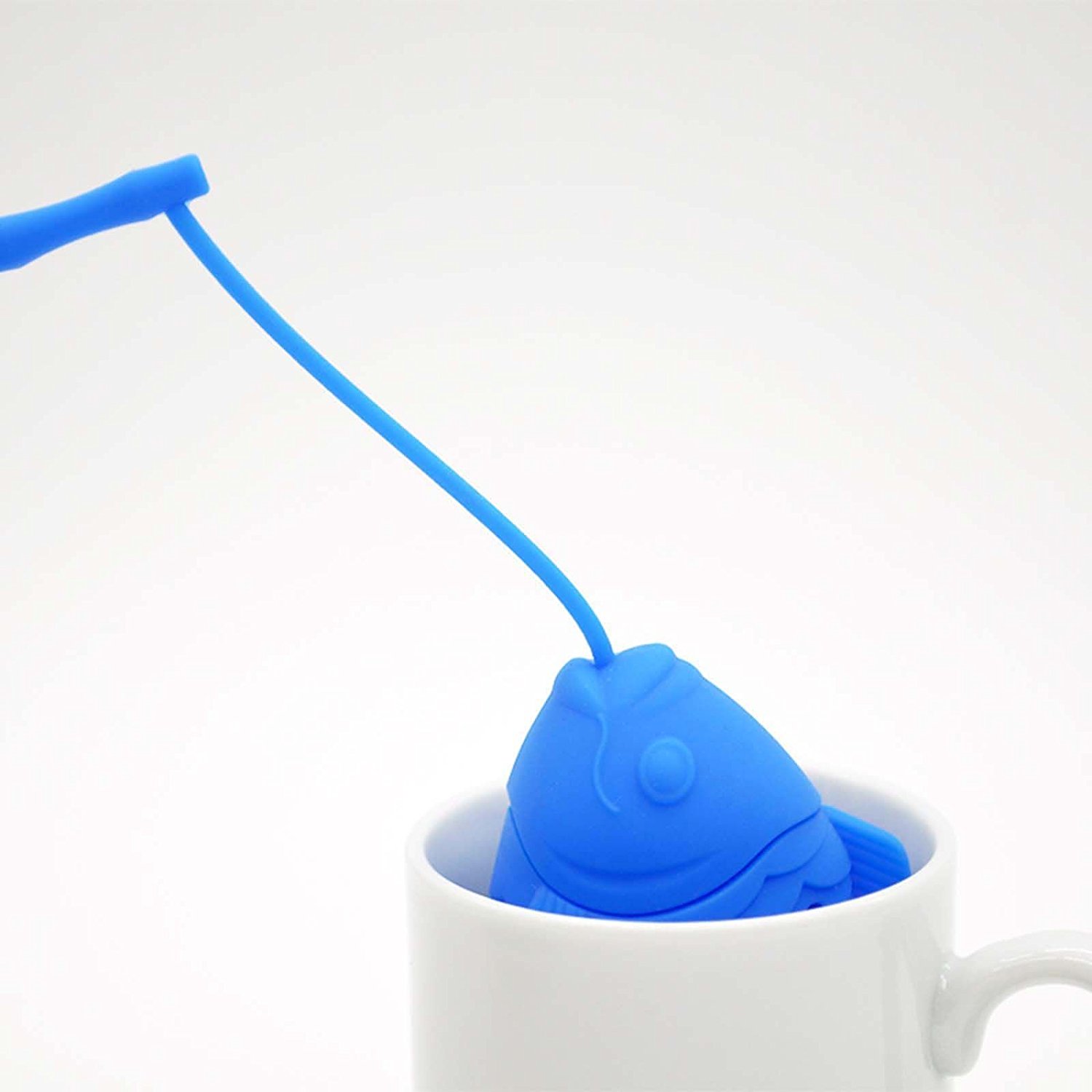 HuaYang kawaii Silicone Fish Fishing Shape Tea Leaf Herbal Strainer ...