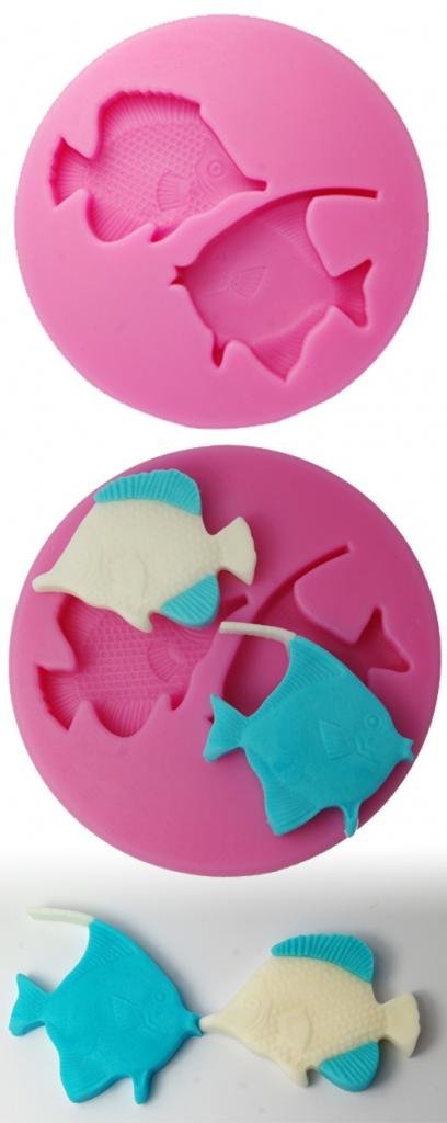 FOUR-C Silicone Cupcake Mold Tropical Fish Fondant Mould Color Pink N2 ...