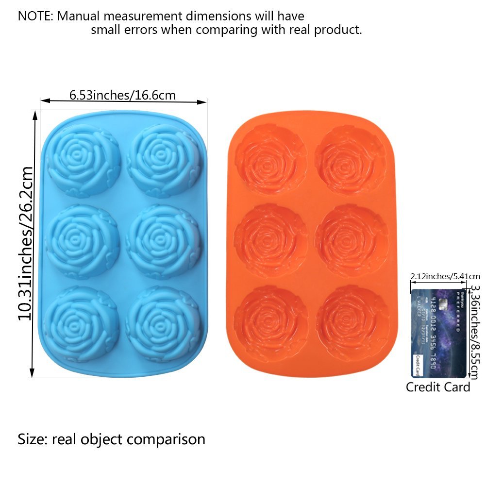 Cake Bread Molds, 2PCS YYP [6 Cavity Rose Shape Mold] Silicone Cake ...