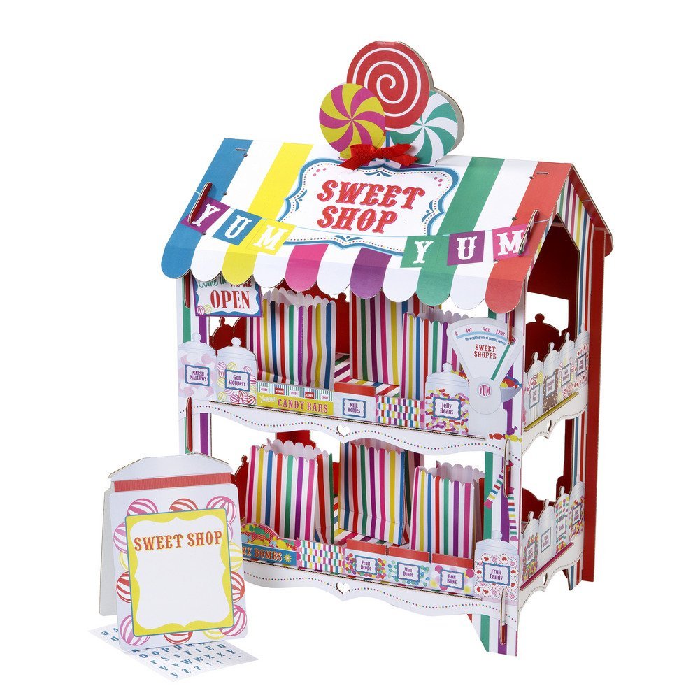 Talking Tables Street Stalls Sweet Shop Multi Stripe 2 Tier Treat ...