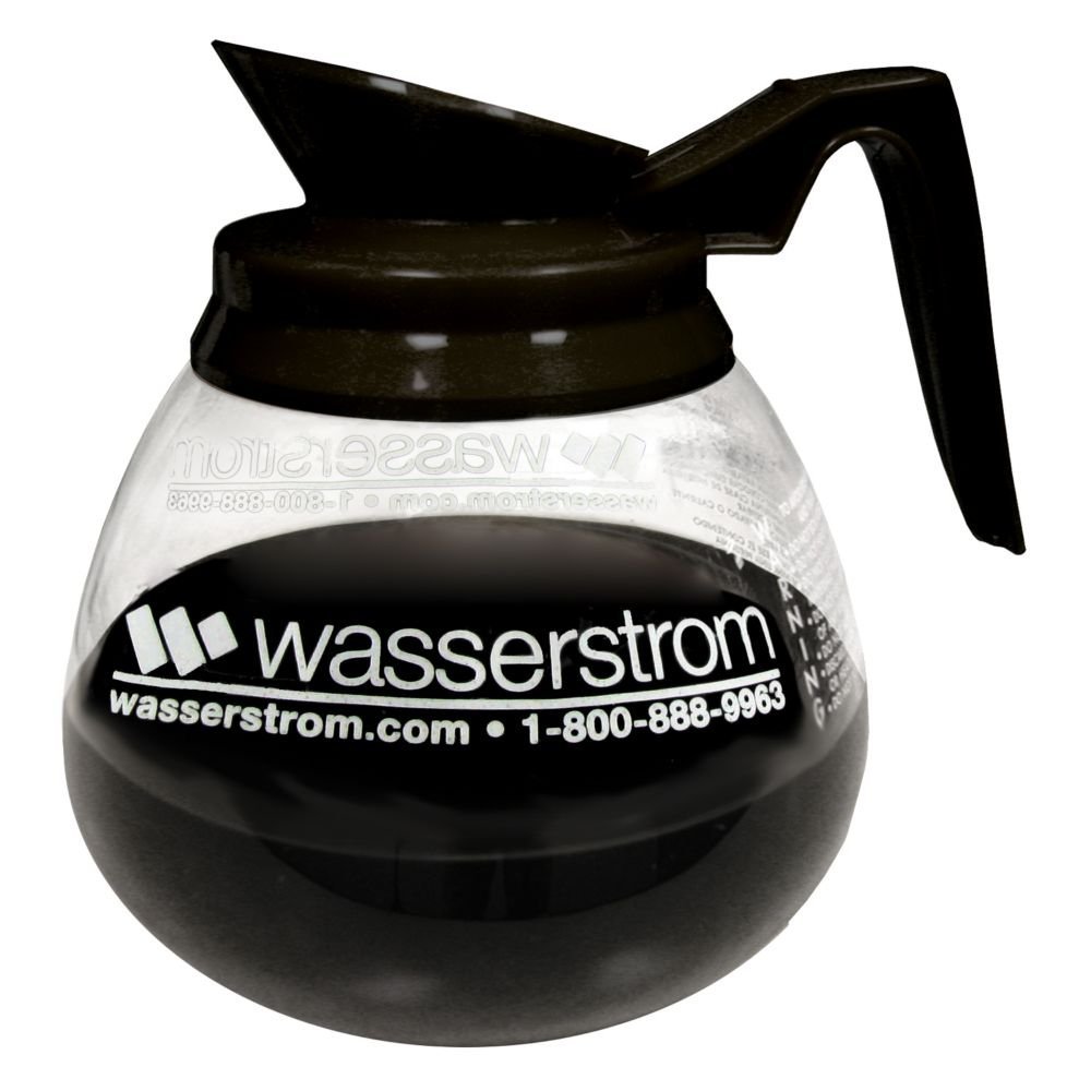 Bloomfield 4H-REG15387BL24 Black Handle Glass Pot w/ Wasserstrom Logo ...