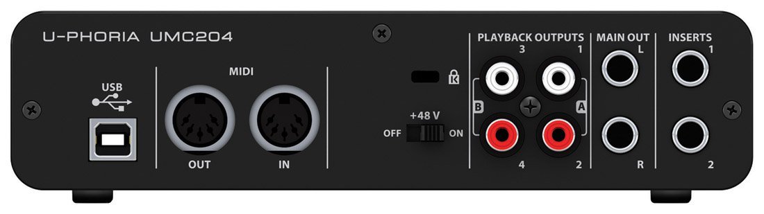 Behringer U-PHORIA UMC204 Audiophile 2x4, 24-Bit/96 kHz USB Audio/MIDI ...