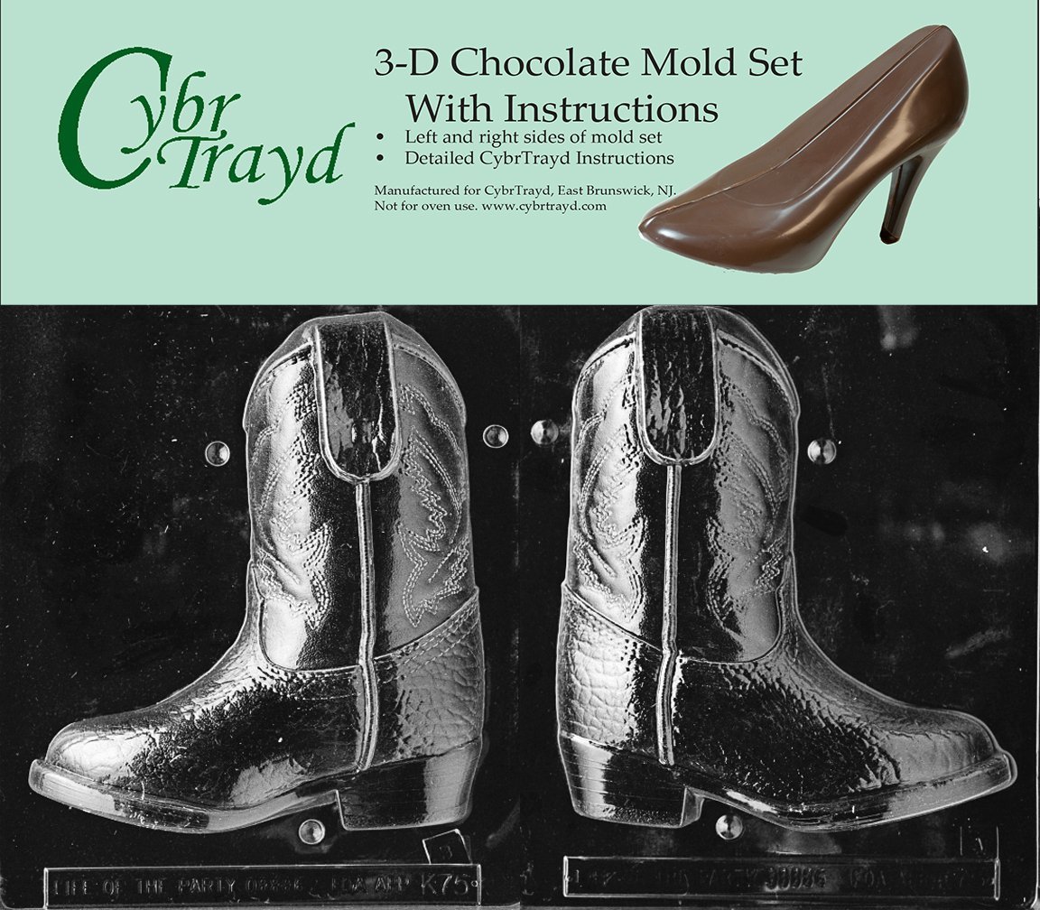 Cybrtrayd K075AB 3D Cowboy Boot Chocolate Candy Mold Bundle with 2 ...