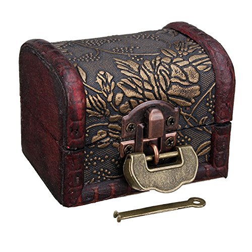 Mini Plywood Vintage Treasure Jewelry Storage Lock Box Case Suitcase ...
