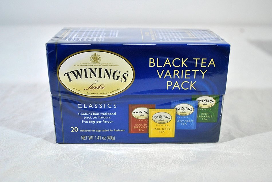 Tea Chest Storage Box with Twinings Black Tea Variety Pack Gift Bundle ...