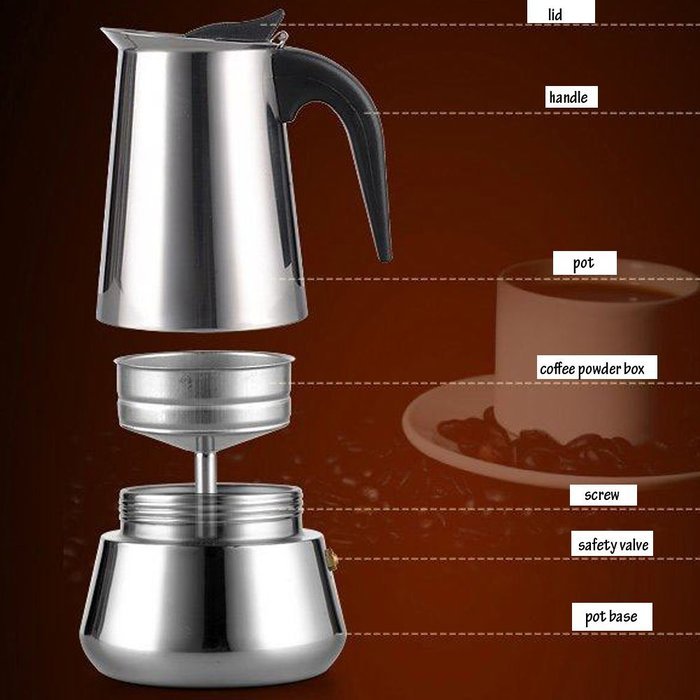 Generic 200 ML,4 Cup Moka Coffee Pot,Stainless Steel Stovetop Espresso ...
