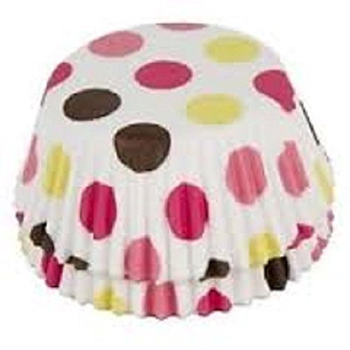 Red Yellow Brown Pink Dots Cupcake Baking Cups 50 Standard Size NEW ...