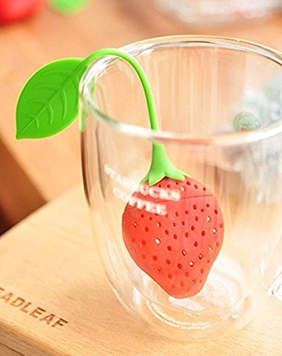 Pinovk Cute Reusable Strawberry Silicone Herbal Spice Tea Leaf Infuser ...