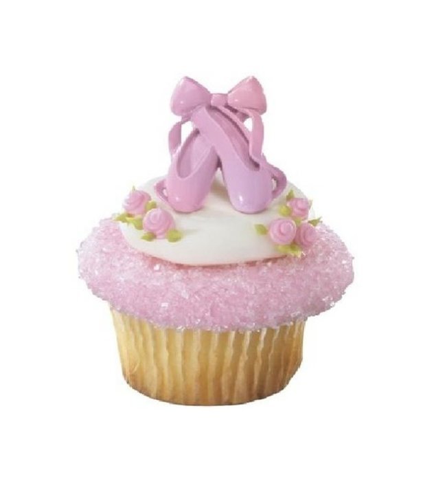 Dance Ballerina Ballet Slippers Pink (24) Cupcake Topper Favor Decor ...