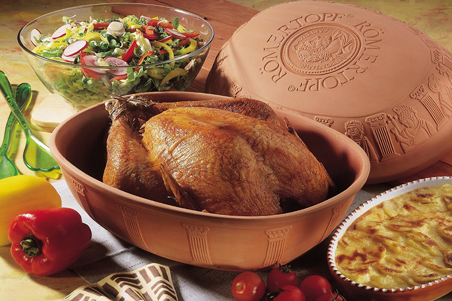 Romertopf Extra Large for Turkey Glazed Clay Roaster, 7.3 quart ...
