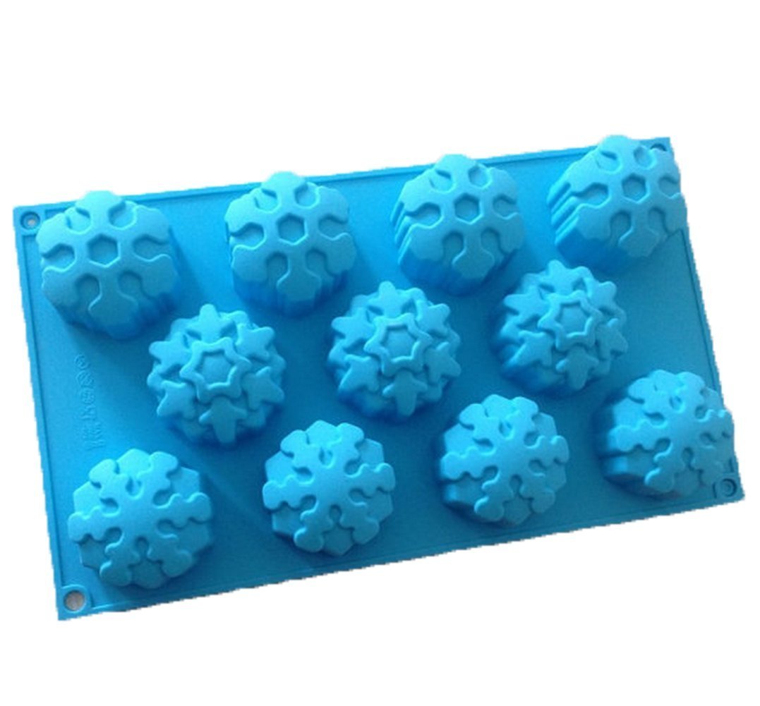 Yunko 11 Cavity Snowflake Merry Christmas Silicone Baking Cake Pan ...
