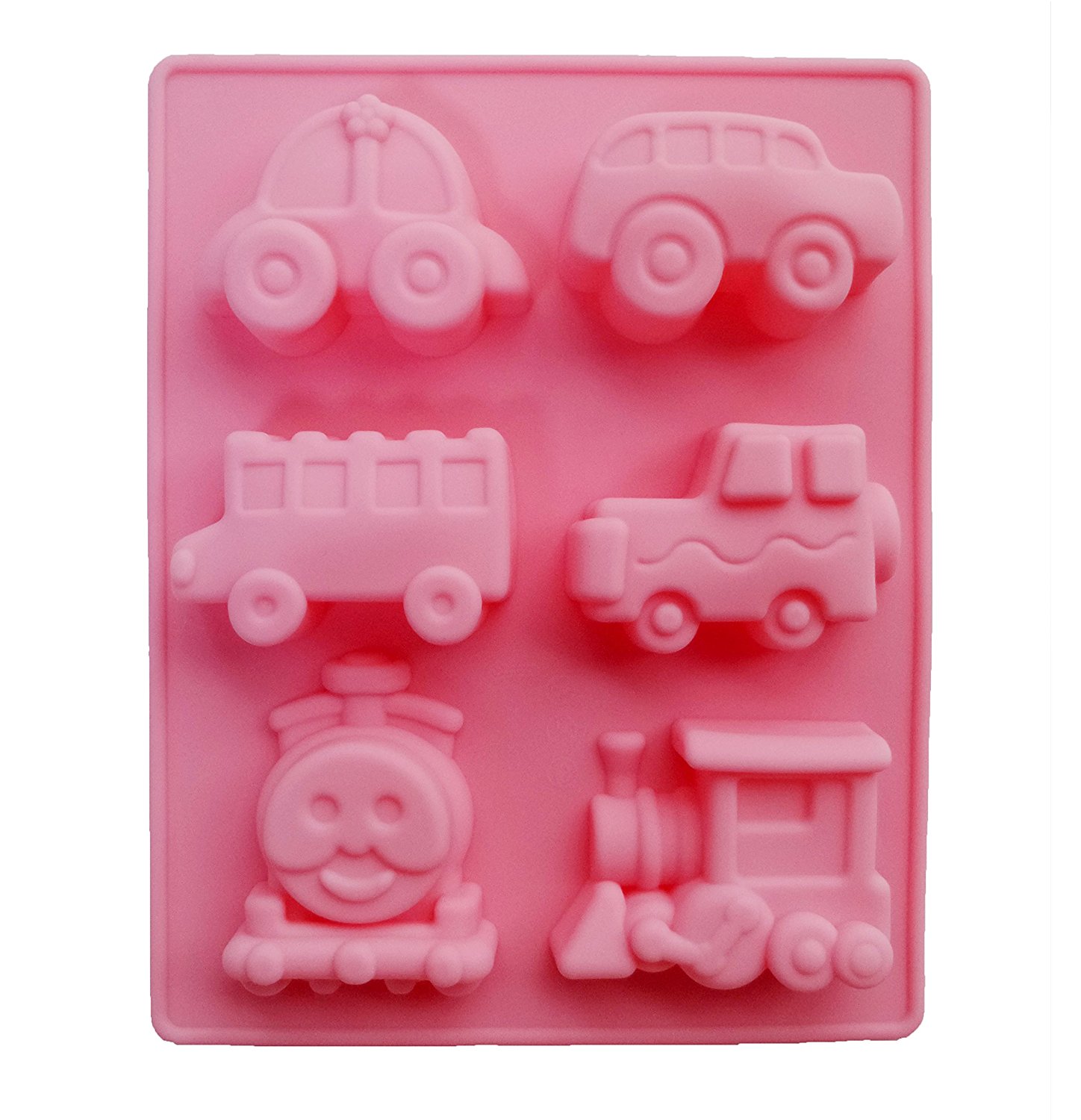 Yunko 6 Cavity Thomas Train and Cute Car Cake Pan Baking Silicone ...
