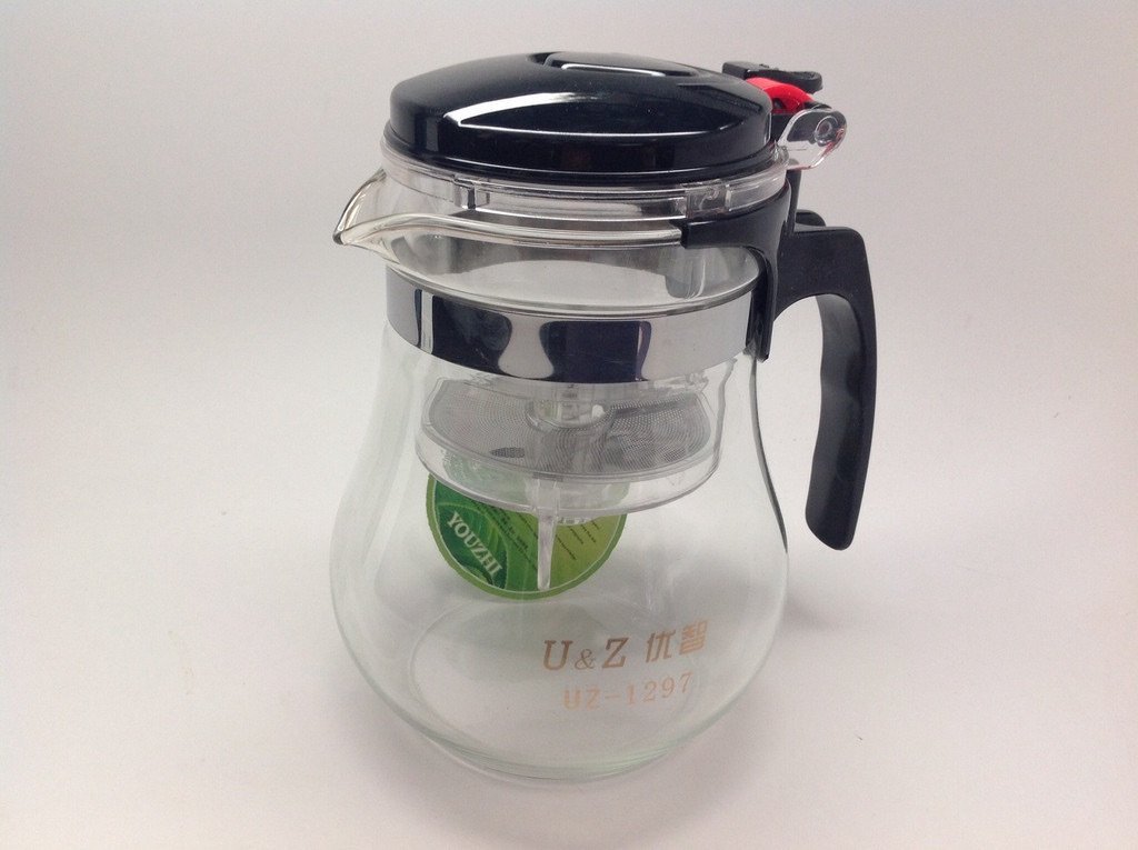 MusicCityTea Piao Yi Glass Tea Pot Easy Push Button Strainer Glass Tea ...