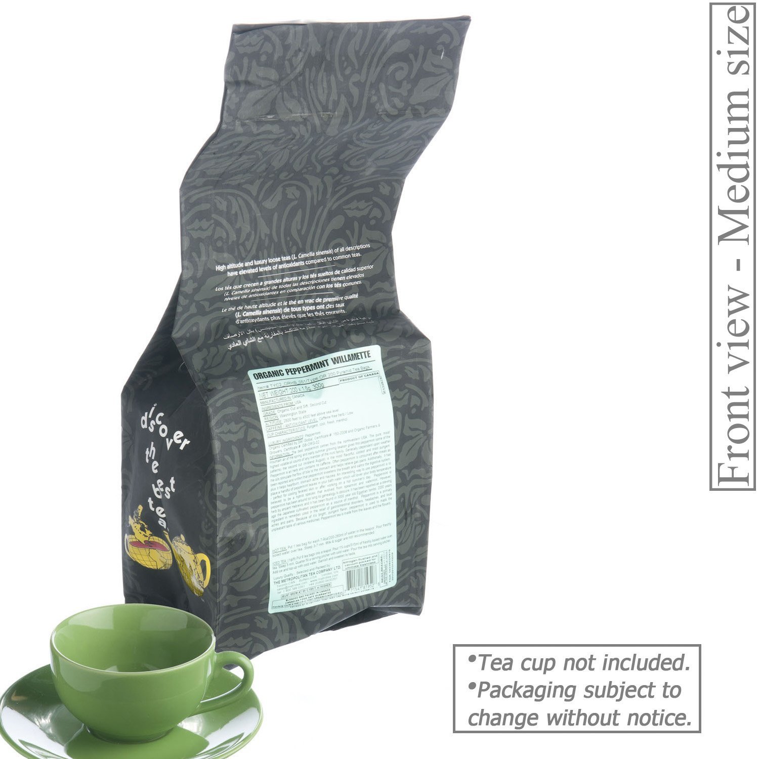 Metropolitan Tea 200 Count Pyramid Shaped Teabags, Organic Peppermint ...