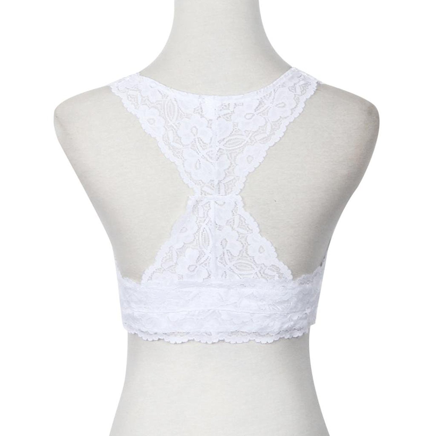 PHOTNO Women White Lace Wrapped Chest Gather Vest N4 free image download