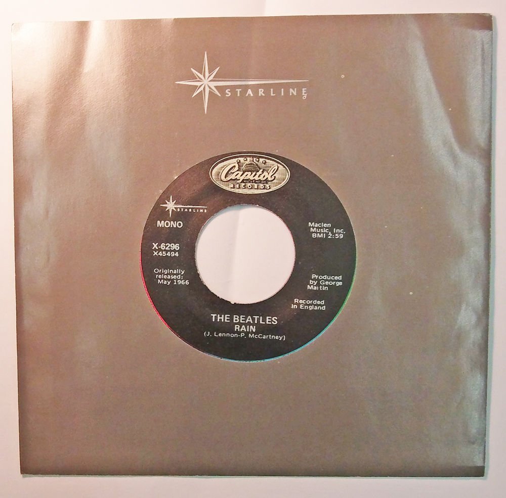 THE BEATLES " PAPERBACK WRITER" "RAIN" 45 RPM Record Capitol X-6296 ...