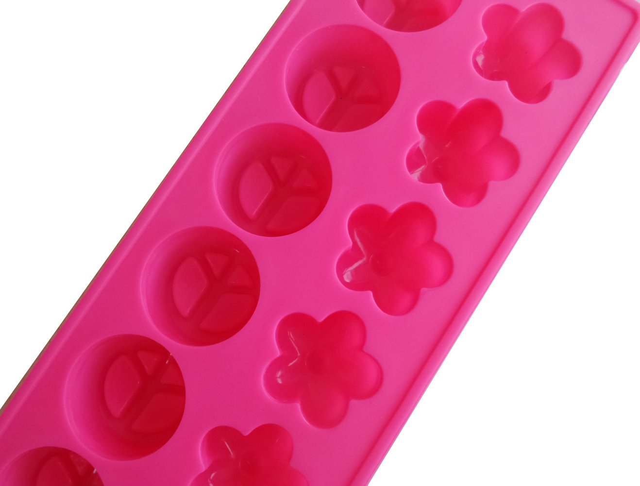 Yunko 12 Cavity Peace Sign and Flowers Silicone Chocolate Mold Ice Cube ...
