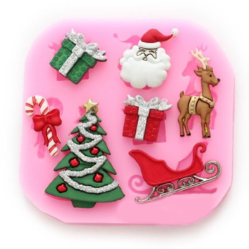Wholeport Christmas Gift Mold Christmas mold Fondant Mold Candy Mold ...