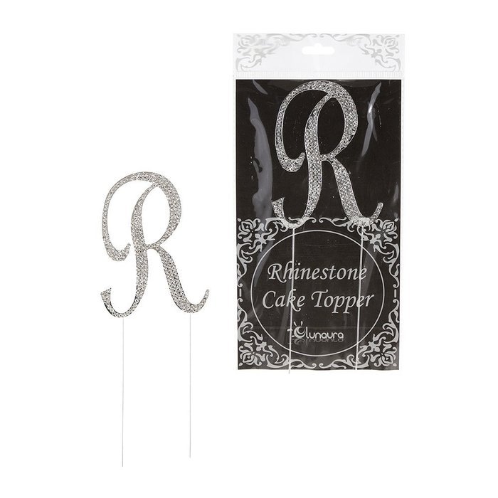 Lunaura - Sparkling Rhinestone Letter Cake Topper - R free image download