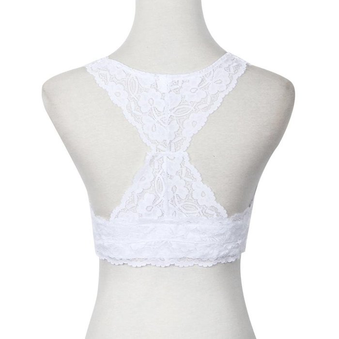 PHOTNO Women White Lace Wrapped Chest Gather Vest N4 free image download