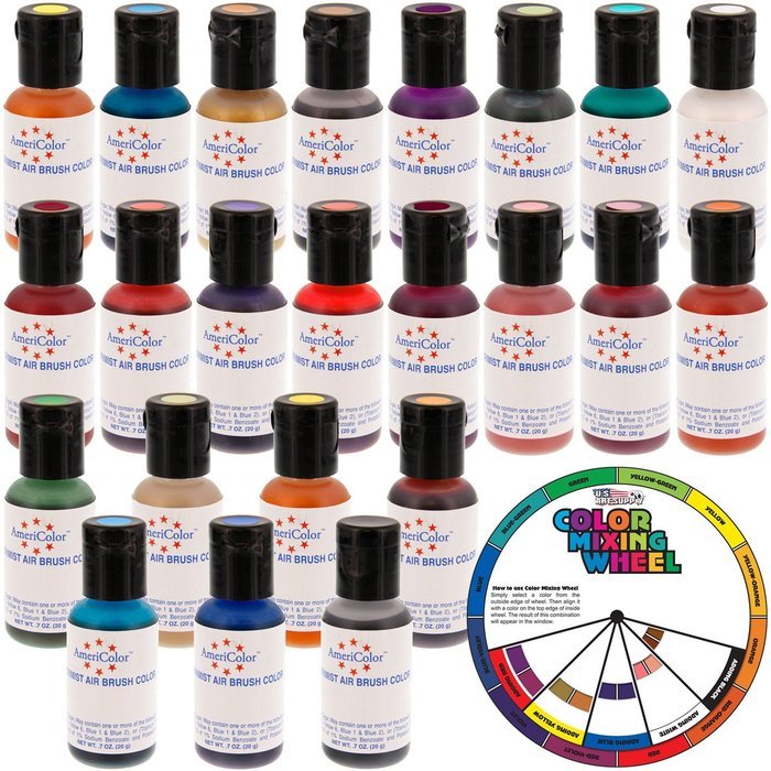 AmeriColor Amerimist Student Kit Air Brush Food Color 12 Pack Kit N3 ...