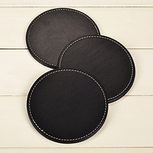 Figella Set of 6pcs Round Coffee Cup Mat PU Leather Placemat Coasters ...