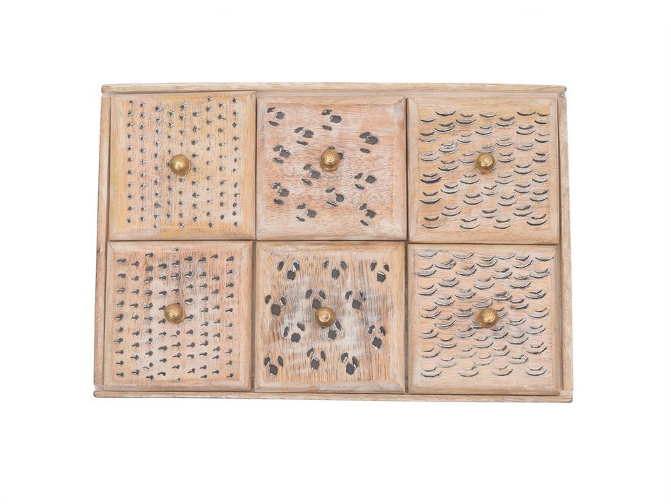 Store Indya Tea Holder Storage Box Chest Hand Carved with Wood Brass ...