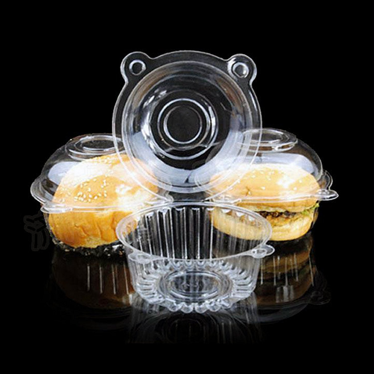 100pcs Clear Plastic Cupcake Cake Muffin Case Dome Holder Box Container ...