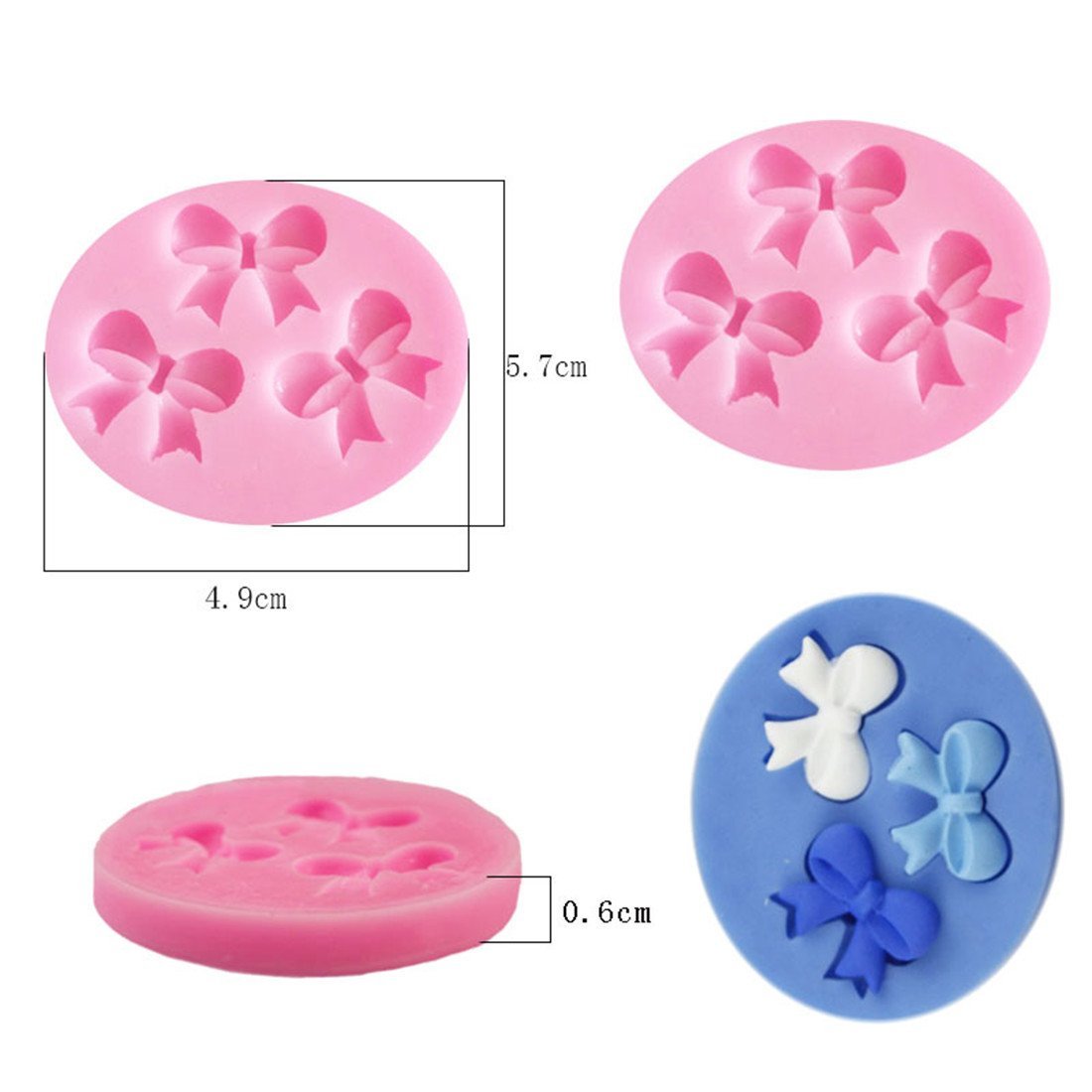 SHINA New Arrival Fondant Silicone Sugar Three Bows Shaped Cake Craft ...