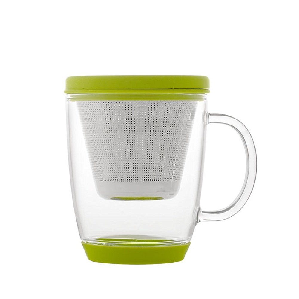 Emoi 12oz Teapot, Pyrex Glass Brewing Tea Cup, Tea Infuser Mug, Loose ...