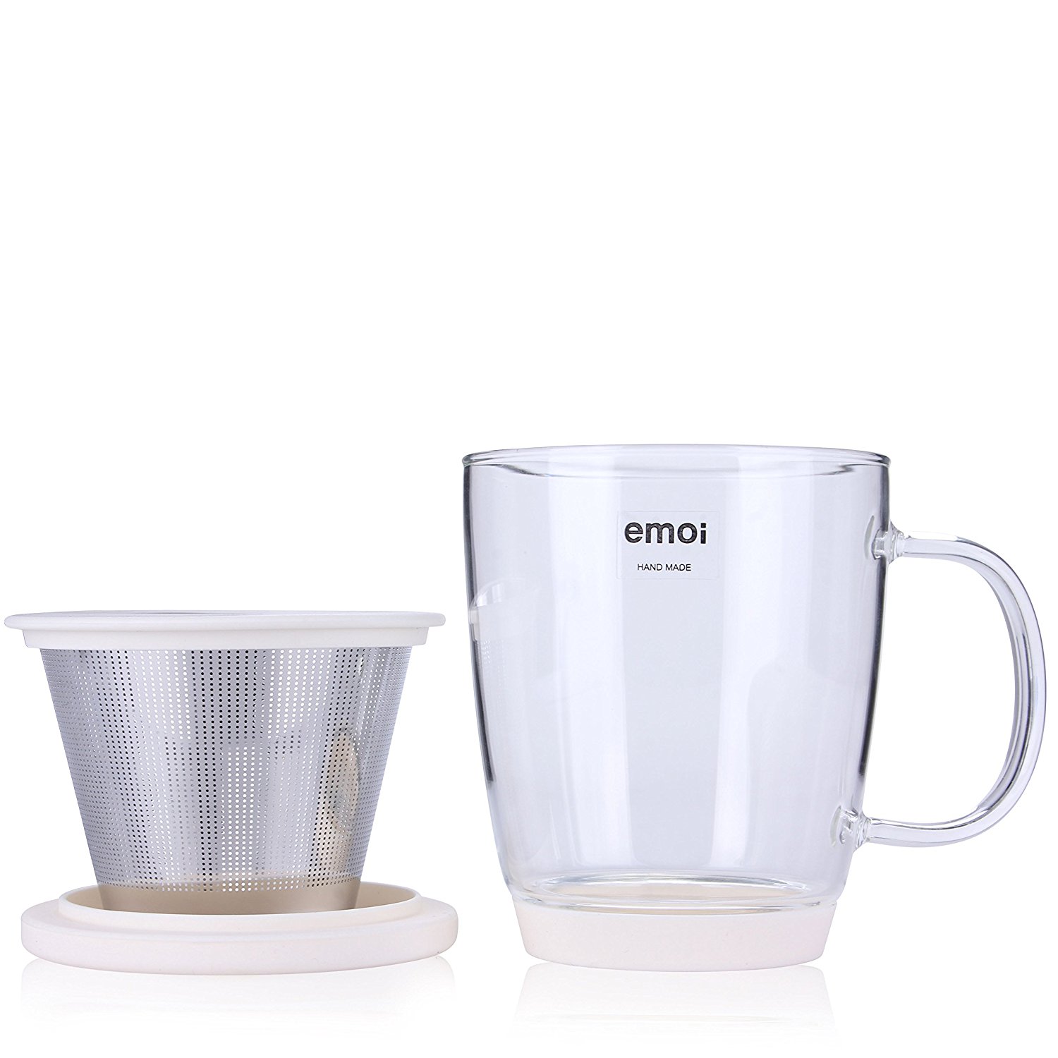 Emoi 12oz Teapot, Pyrex Glass Brewing Tea Cup, Tea Infuser Mug, Loose ...