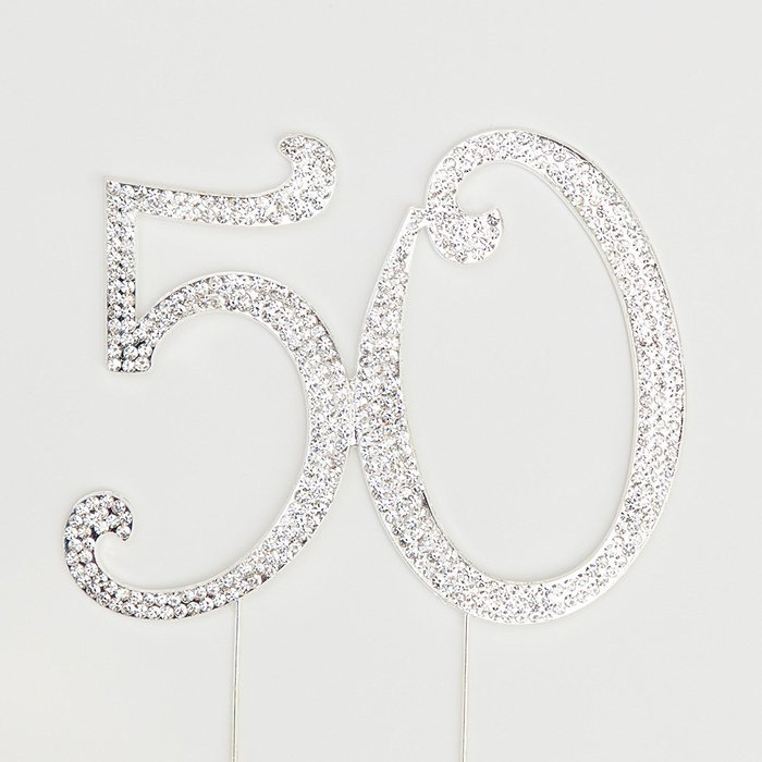 50 Cake Topper for 50th Birthday or Anniversary Gold Party Supplies and ...