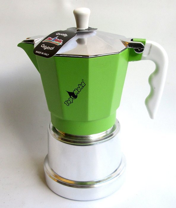 Top Moka: "Top" Aluminium Coffee Maker, Green with Silver Boiler ...
