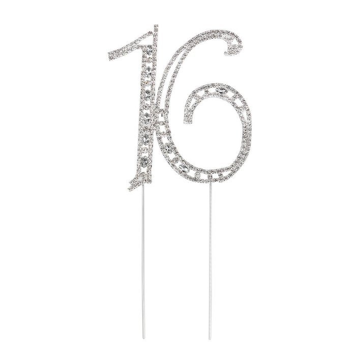 Pixnor Sweet 16 Cake Topper Rhinestone Number Sixteen 16th Birthday ...