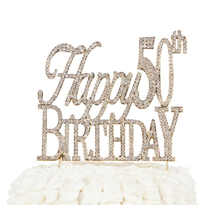 50 Cake Topper for 50th Birthday or Anniversary Gold Party Supplies and ...