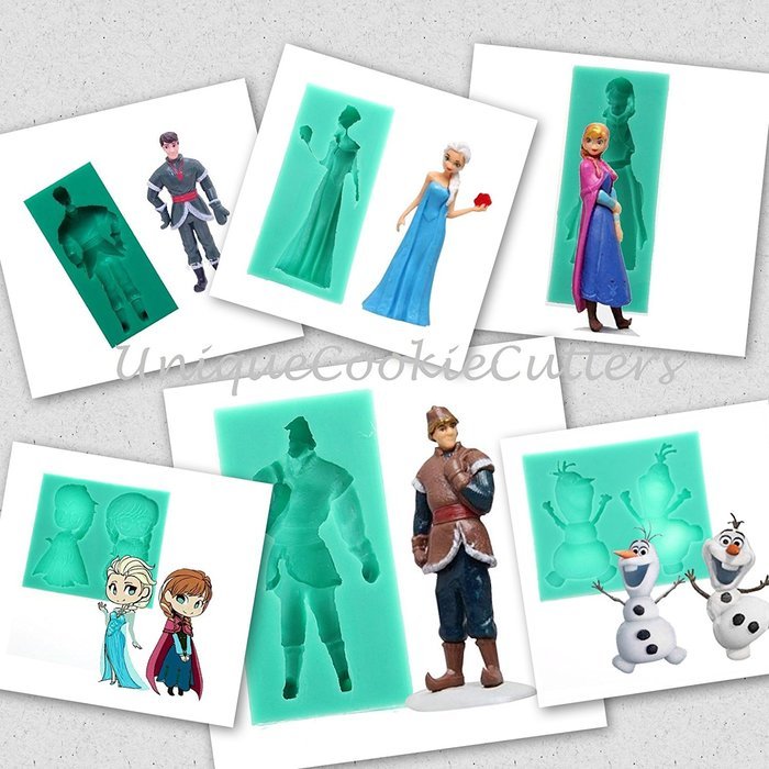 ♥ UniqueCookieCutters ♥ - Frozen Olaf Anna Elsa Kristoff Hans Fondant ...