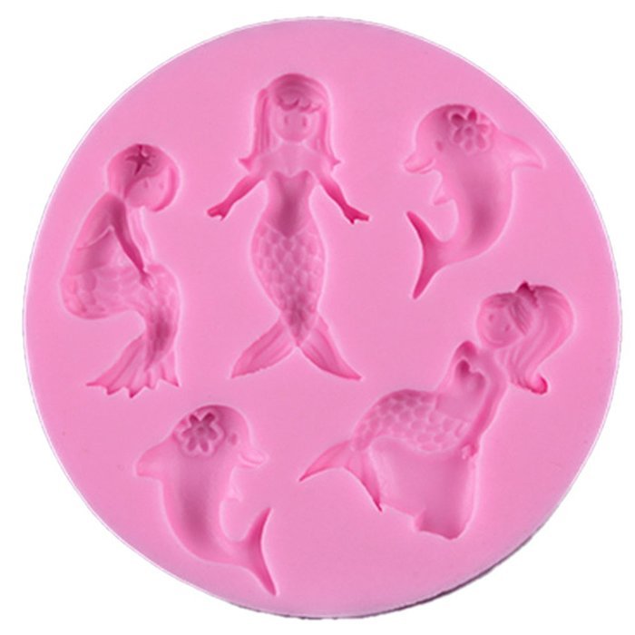 Mermaid Sea Shell Horse Fish Round Shape Cake Fordant Chocolate ...