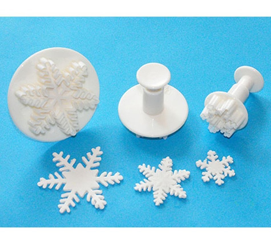 FOUR-C Cupcake Top Decorations Snowflake Fondant Plunger Cutter Set Gum ...