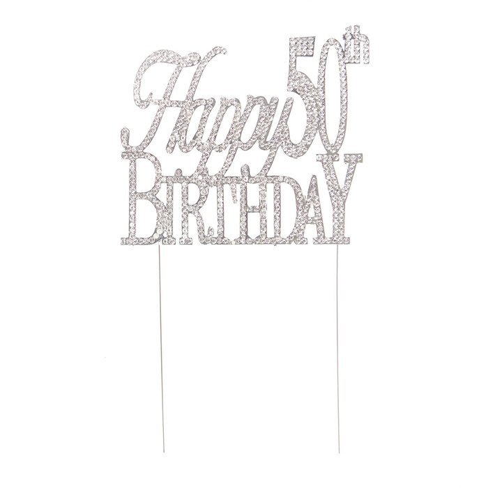 50 Cake Topper for 50th Birthday or Anniversary Gold Party Supplies and ...