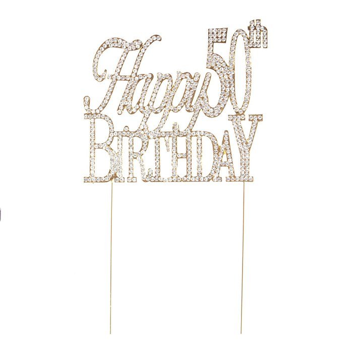 50 Cake Topper for 50th Birthday or Anniversary Gold Party Supplies and ...