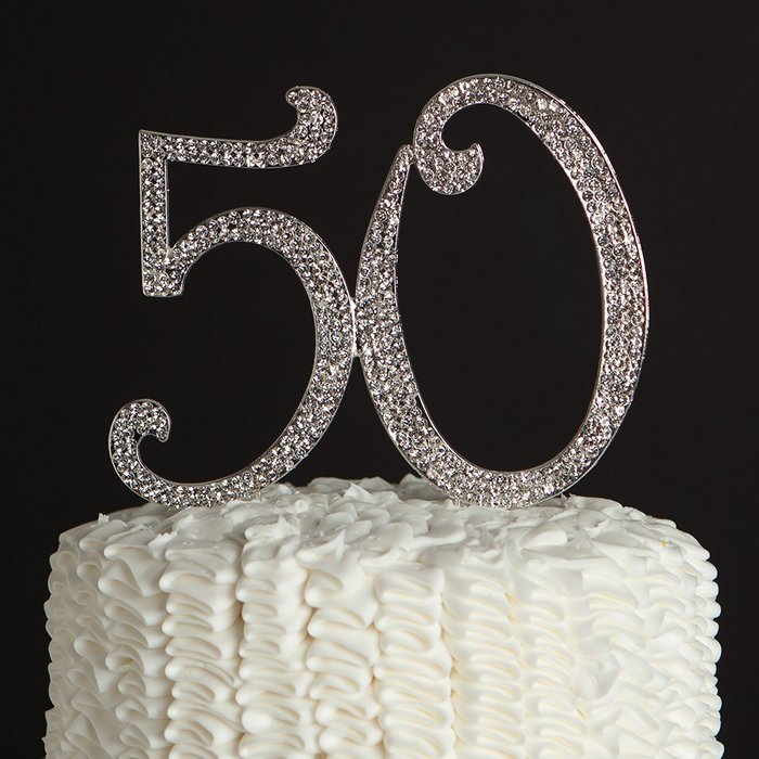 50 Cake Topper for 50th Birthday or Anniversary Gold Party Supplies and ...