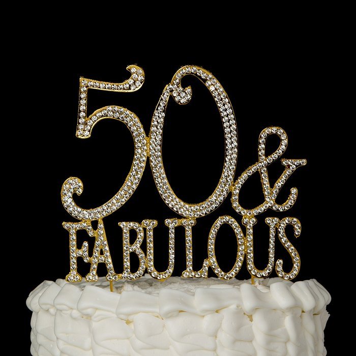50 Cake Topper for 50th Birthday or Anniversary Gold Party Supplies and ...