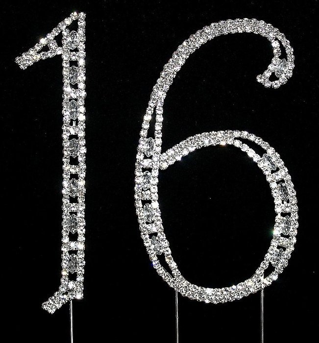 Large Crystal 16 Sweet sixteen numbers rhinestone crystal Bling ...