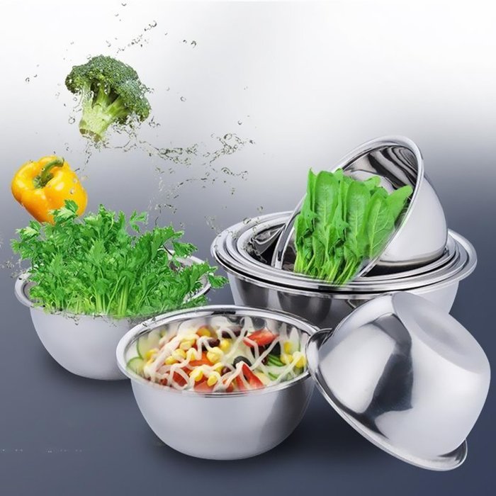 JIAEN SUS 304 Stainless Steel Mixing Bowls Deepen and Thicken-330g Food ...
