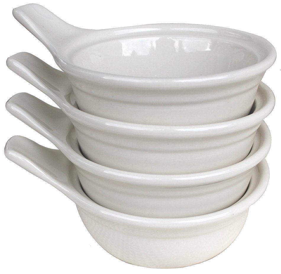 CAC Ceramic Single Serve Casserole Baking Dish With Handle And Pan