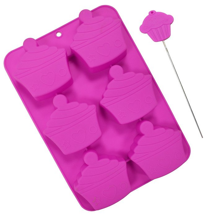 Aroma Bakeware Silicone Six Cavity Cupcake Shaped Mold and Tester free ...