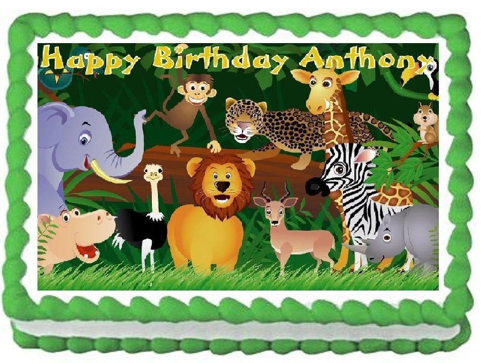 Jungle Animals Edible Frosting Sheet Cake Topper - 1/4 Sheet free image ...