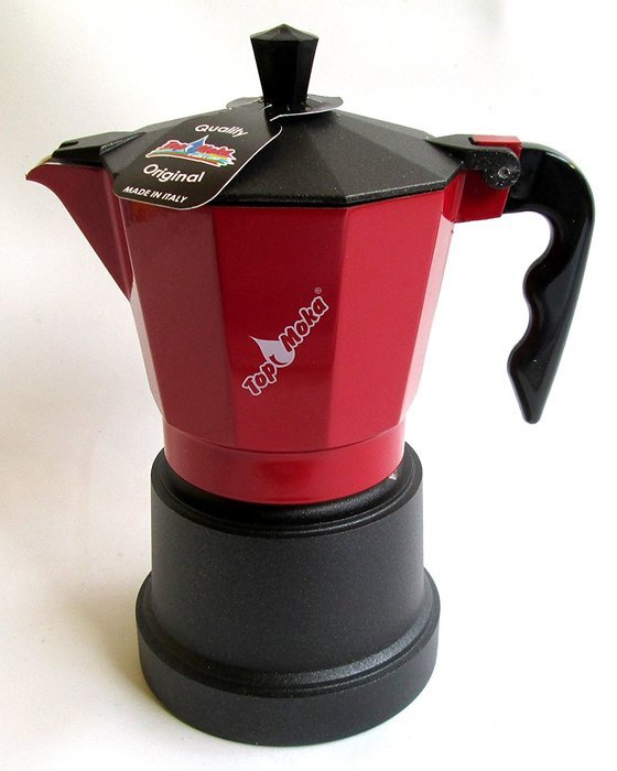 Top Moka: "Top" Aluminium Coffee Maker, Red with Teflon Boiler Chamber ...