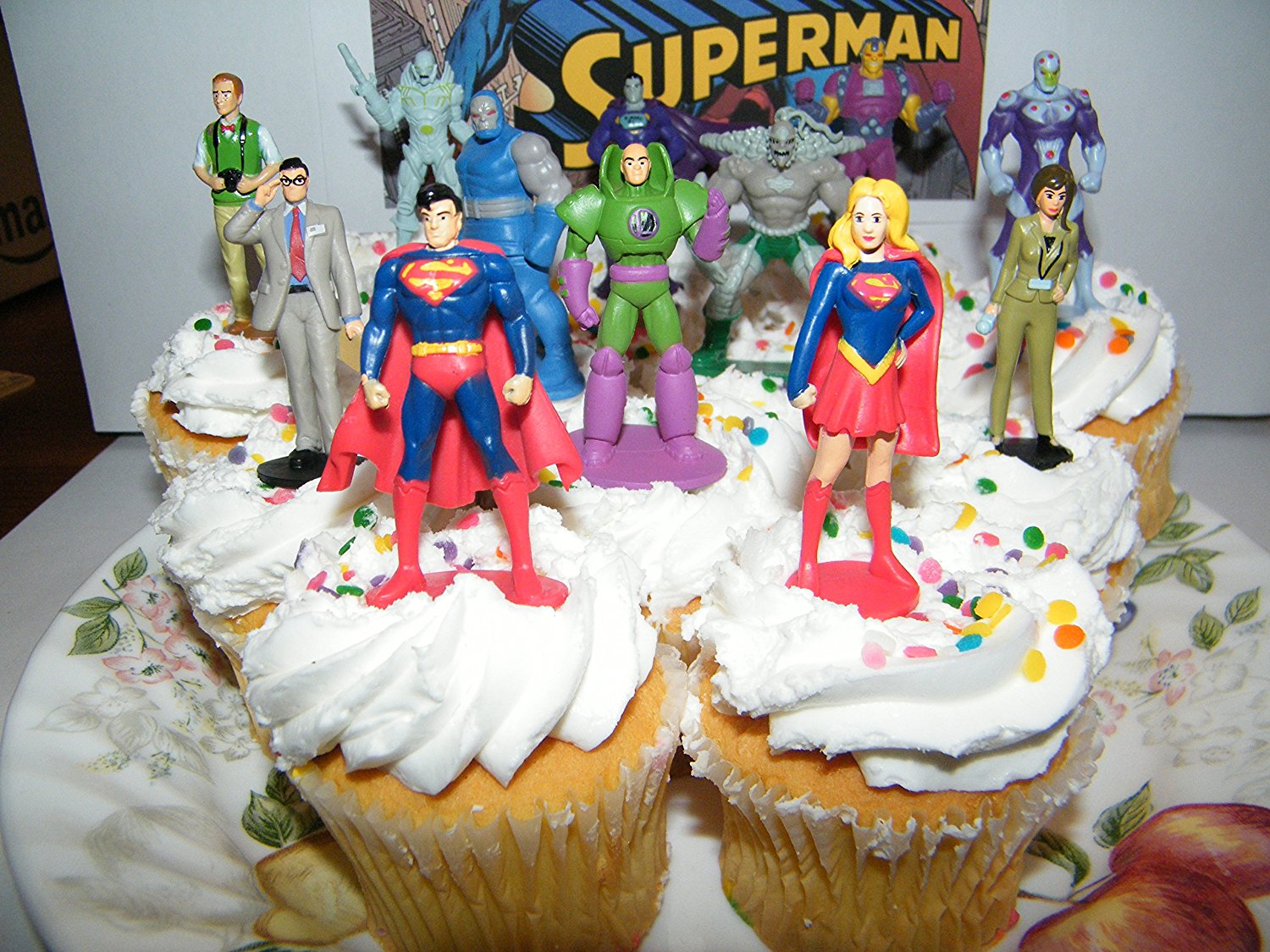 Superman Deluxe Cake Toppers Cupcake Decorations Set of 13 Figures with ...