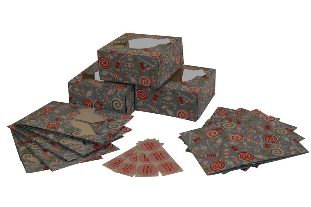 Cookie gift boxes, foldable with stickers for sealing, st of 12 boxes ...